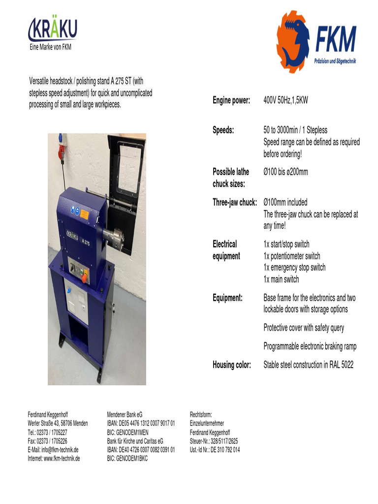 Datenblatt A275 ST (English) | PDF