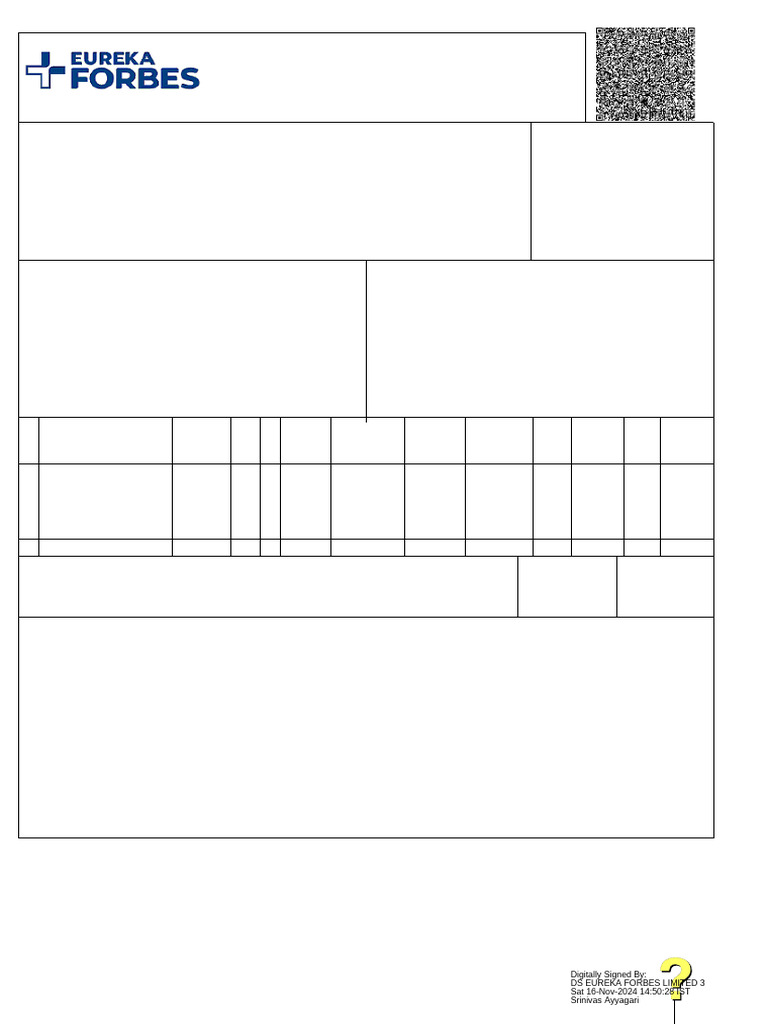 Tax Invoice Eureka Forbes Limited: Original For Recipient | PDF ...