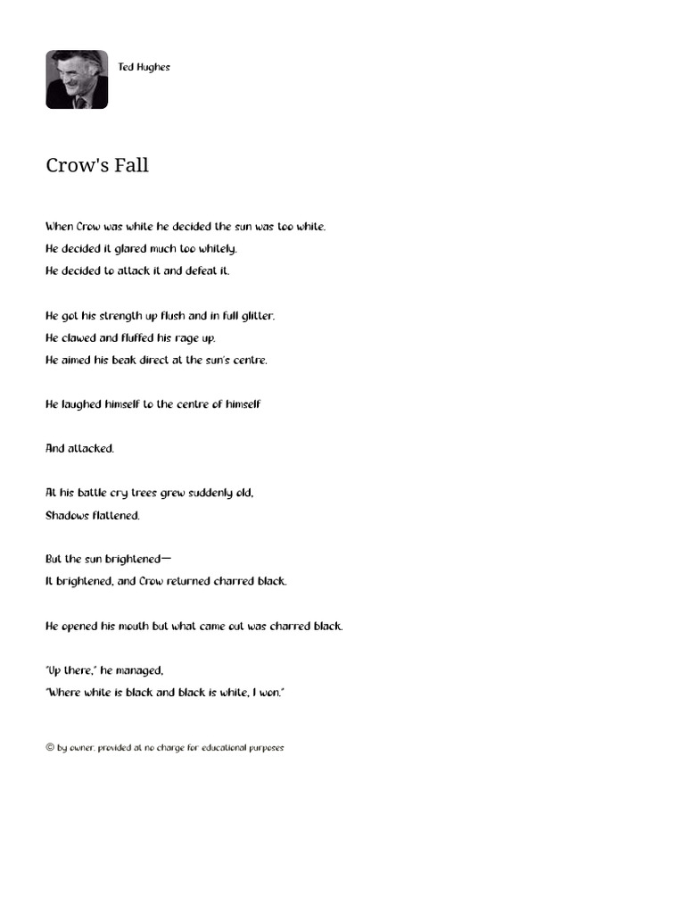Ted Hughes' "Crow's Fall" Analysis | PDF
