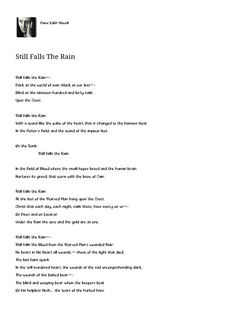 Still Falls The Rain by Dame Edith Sitwell - Famous Poems, Famous Poets ...