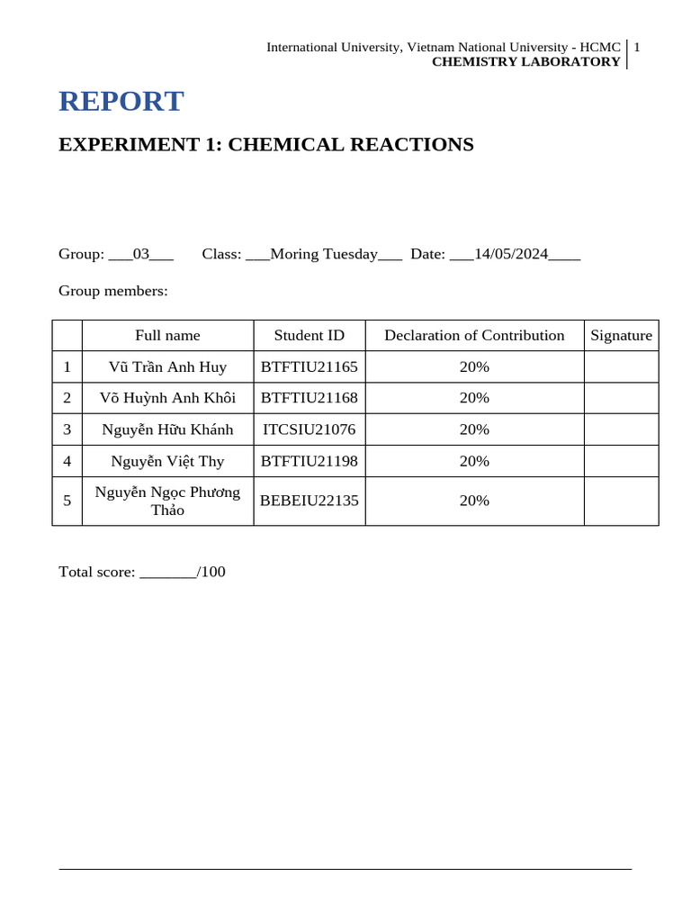 Chem Lab Report Template 1 Rework Done | PDF | Hydroxide ...