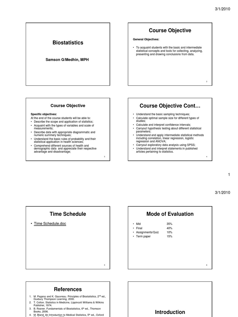 Biostat Lecture Note Pdf Arithmetic Mean Coefficient Of Variation
