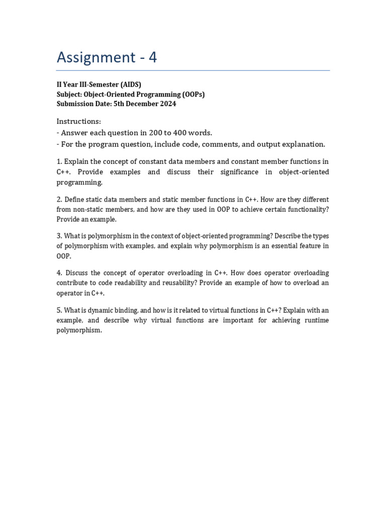 OOP Assignment Unit 4 | PDF