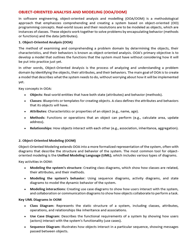 Object-Oriented Analysis & Modeling | PDF | Class (Computer Programming ...