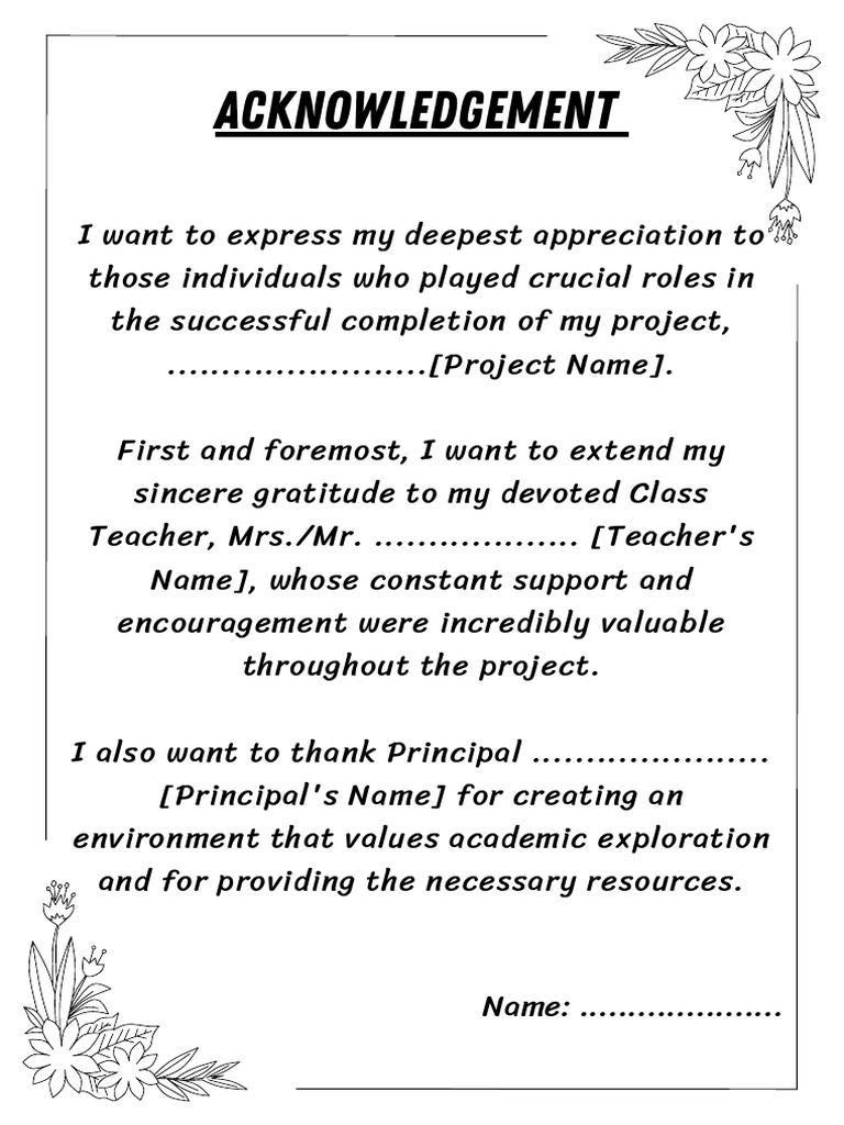 Acknowledgement School Project | PDF