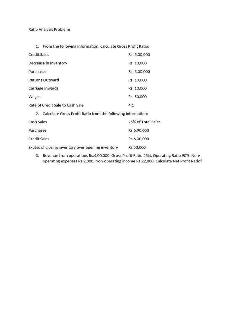 Ratio Analysis Questionnaire | PDF