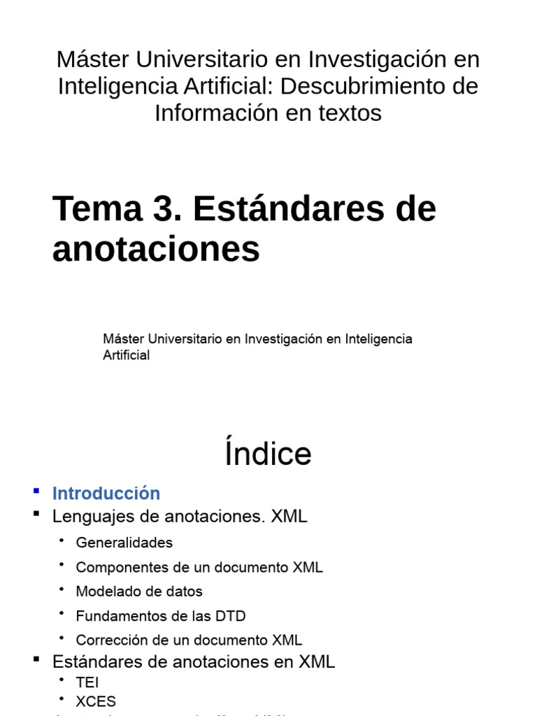 Tema_3_EstandaresAnotaciones | PDF | Xml | Lenguaje de marcado