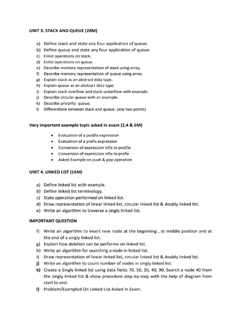 DSU Question Bank | PDF