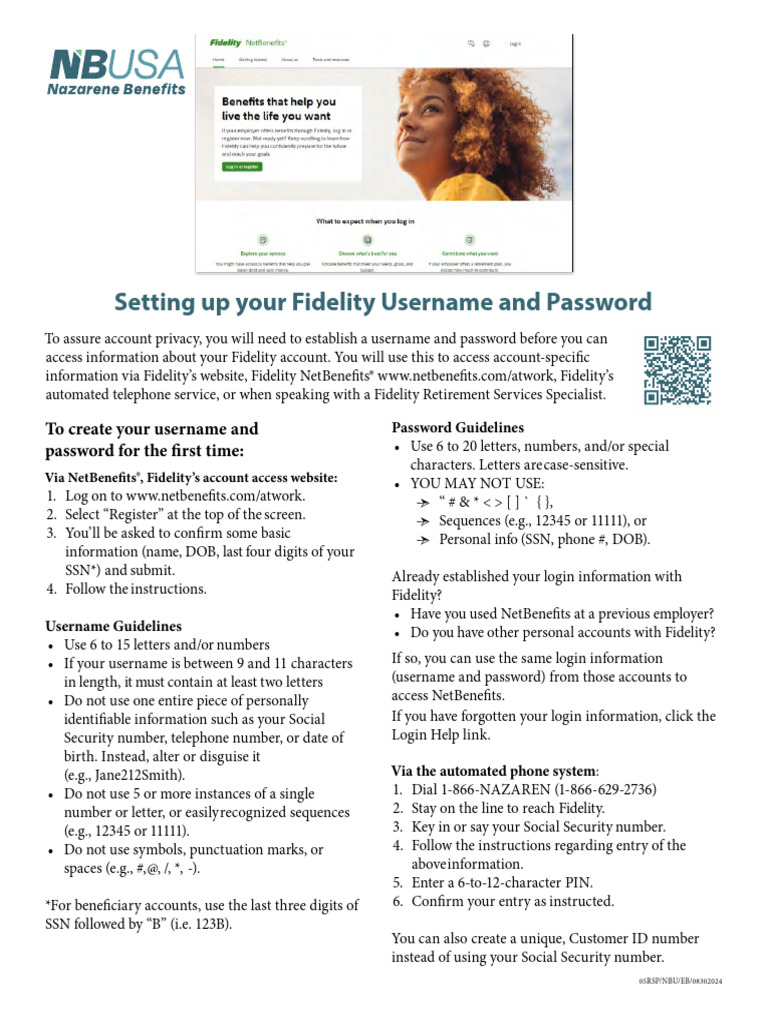Fidelity Username Password Setup | PDF | Password | Login