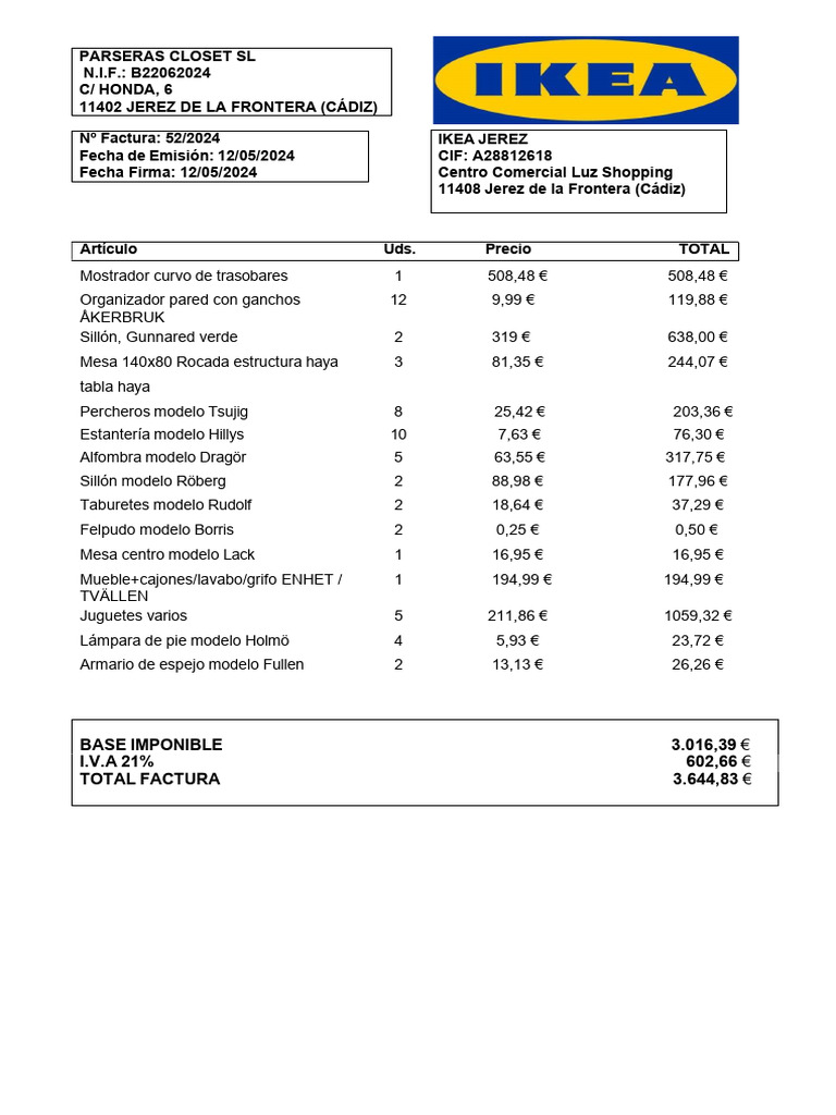 FACTURA IKEA | PDF