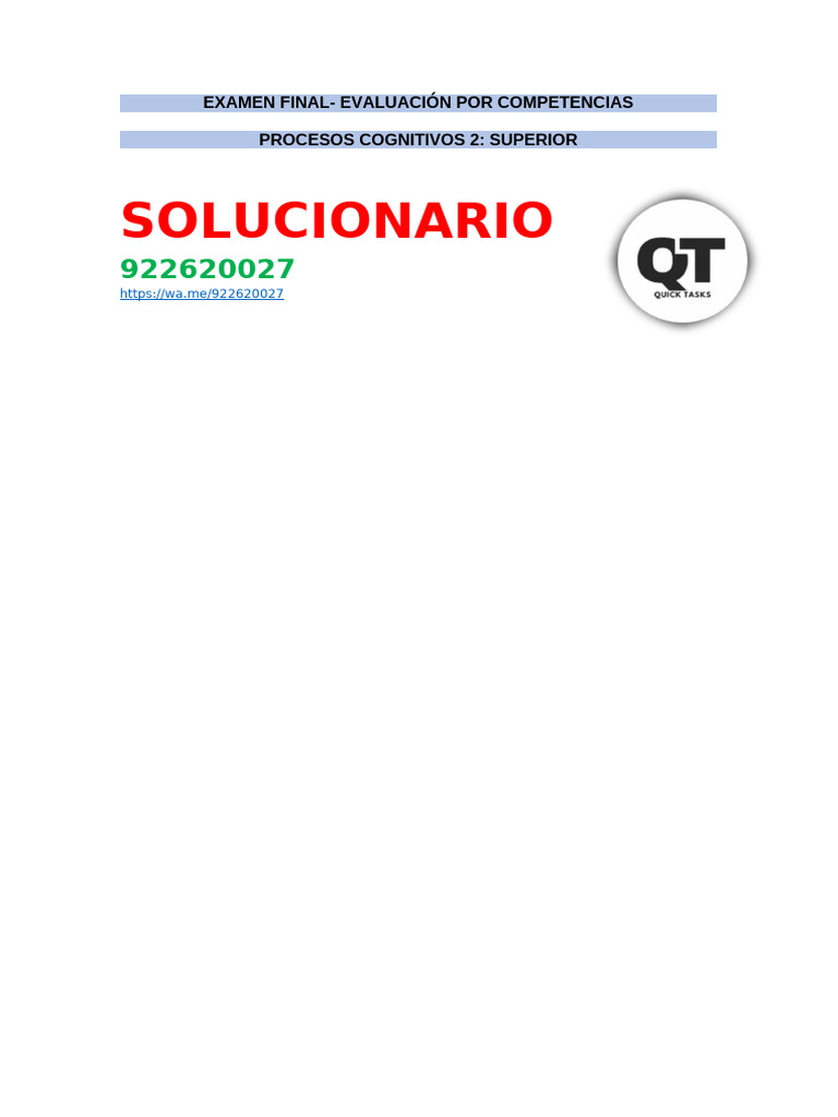 Examen Final Procesos Cognitivos 2 Superior | PDF | Evaluación | Aprendizaje
