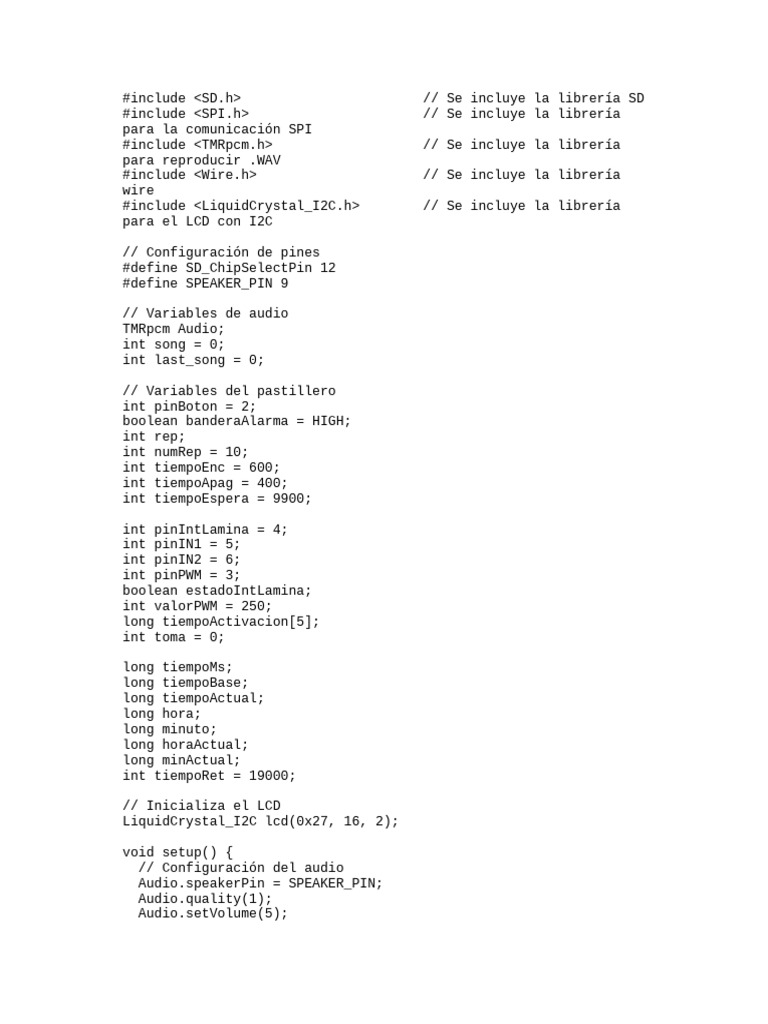 Codigo Pastillero Arduino UNO | PDF