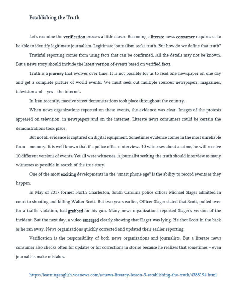 Establishing The Truth | PDF