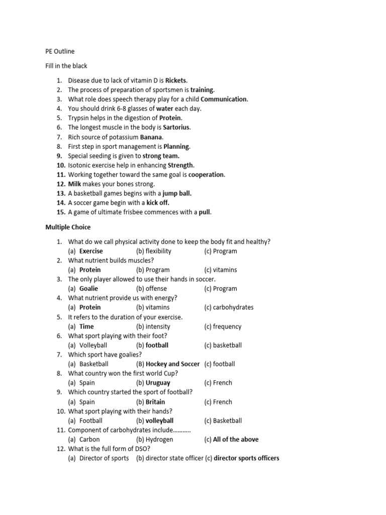 PE Outline | PDF | Nutrients | Foods