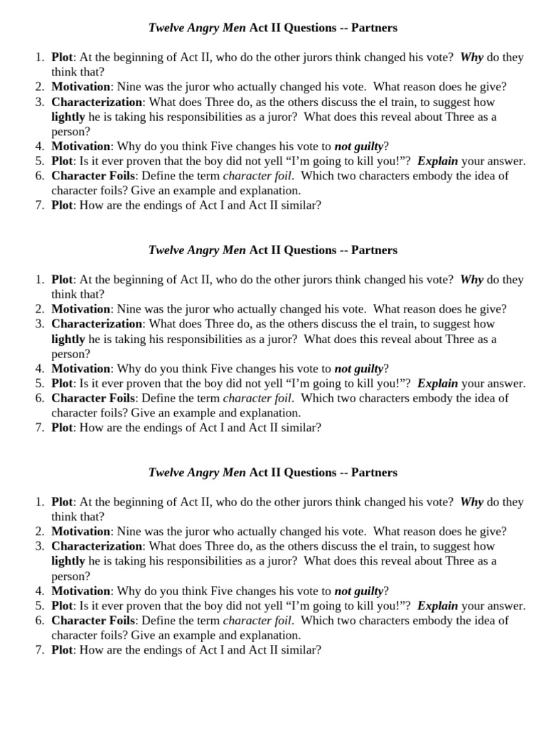 Act II Questions - To Print For Groupwork 2 | PDF