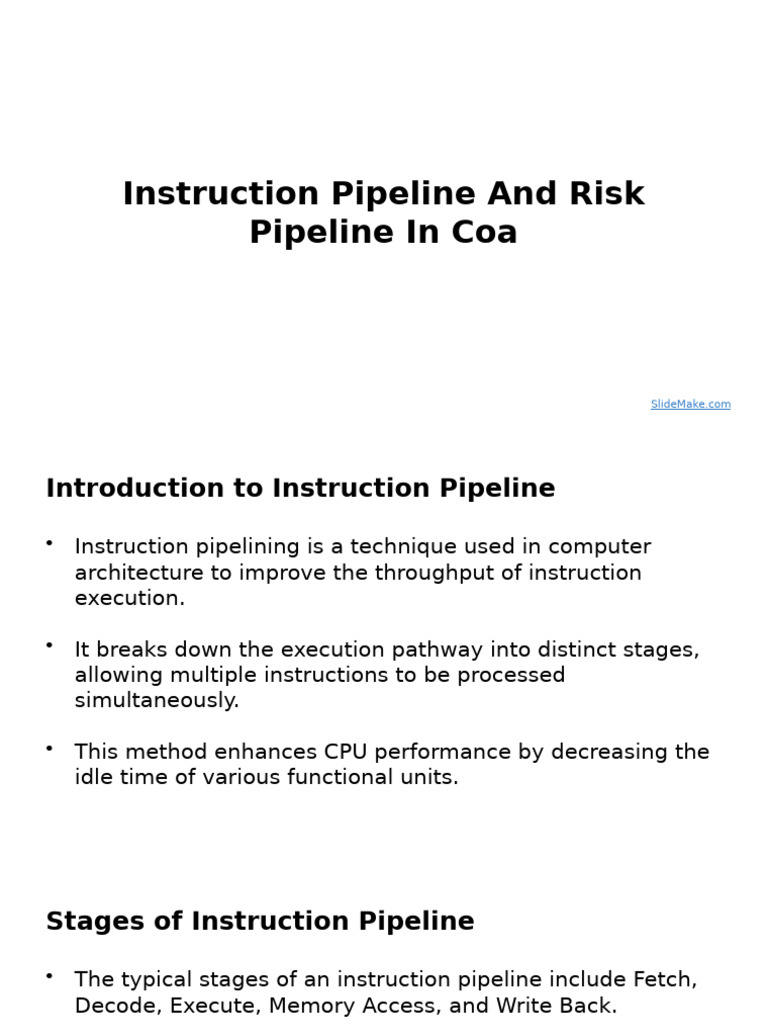 Instruction Pipeline and Risk Pipeline in Coa | PDF | Central Processing Unit | Computer ...