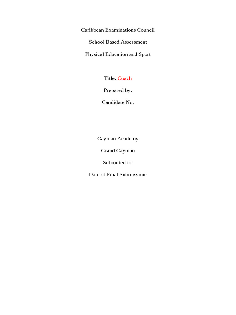 Coach Assessment in Physical Education | PDF