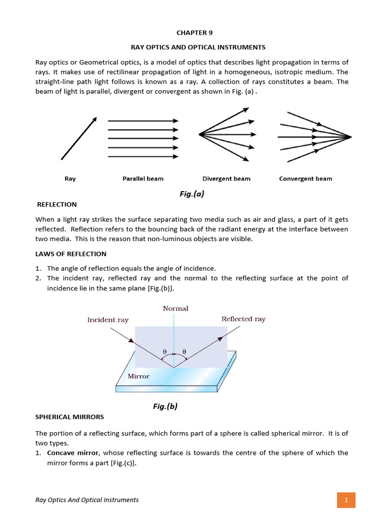 Chapter9RAYOPTICS | PDF | Optics | Refraction