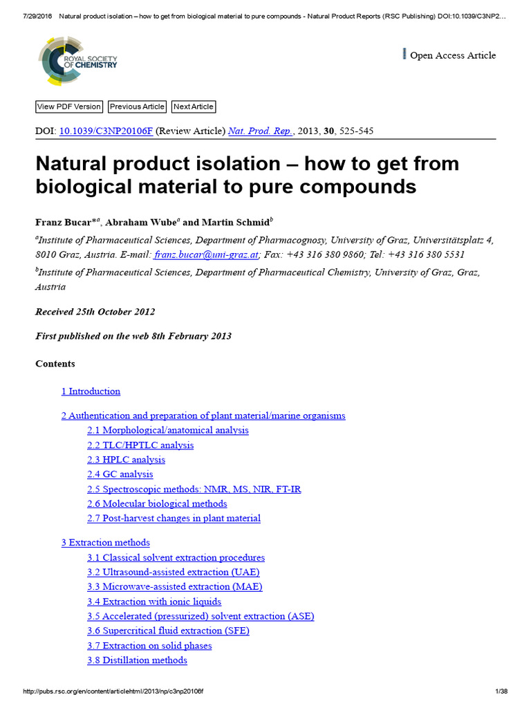 Natural Product Isolation - How To Get From Biological Material To Pure ...