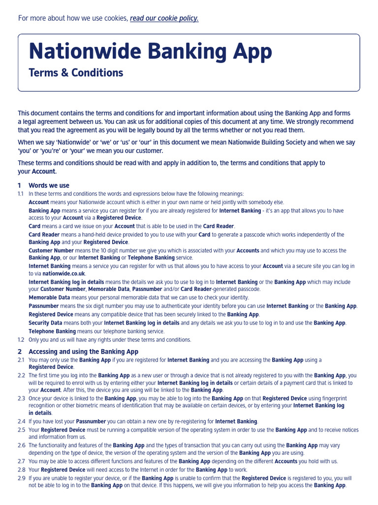 p3111 Nationwide Banking App Terms | PDF | Mobile App | Online Banking