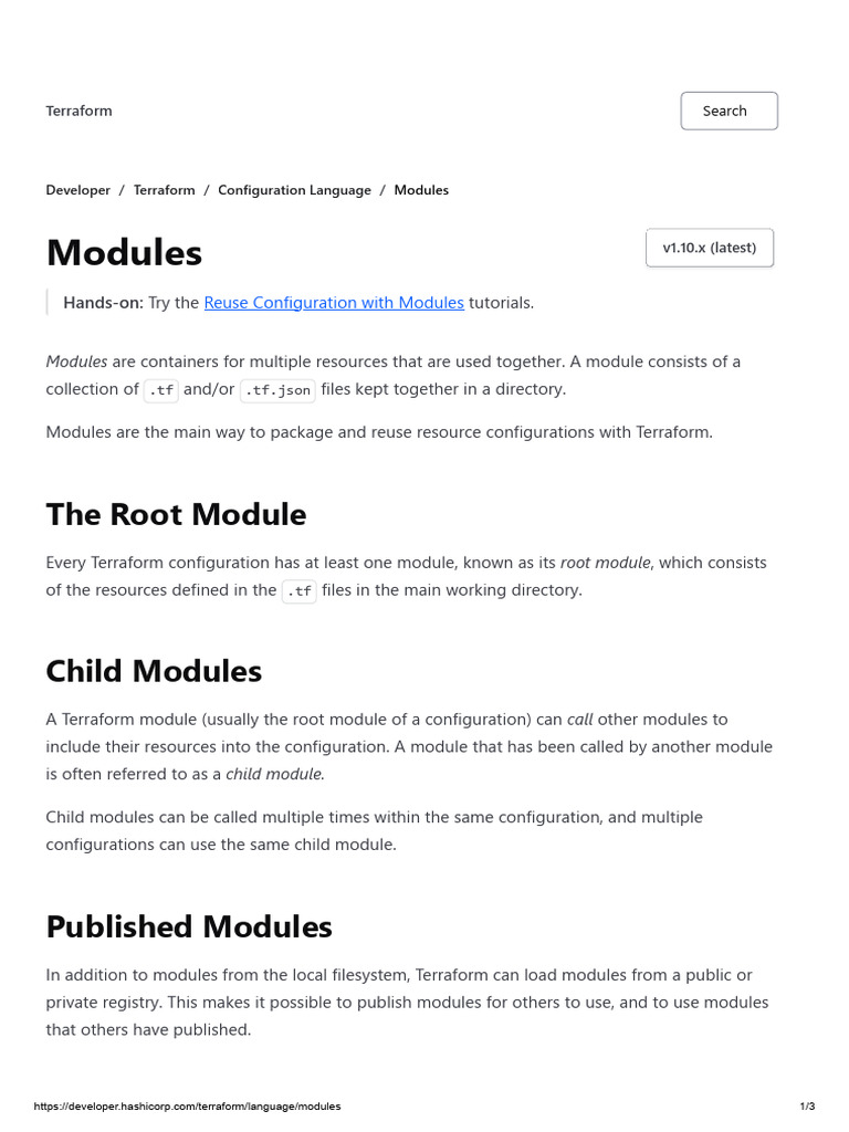 Modules Overview Configuration Language Terraform Hashicorp Developer Pdf Directory