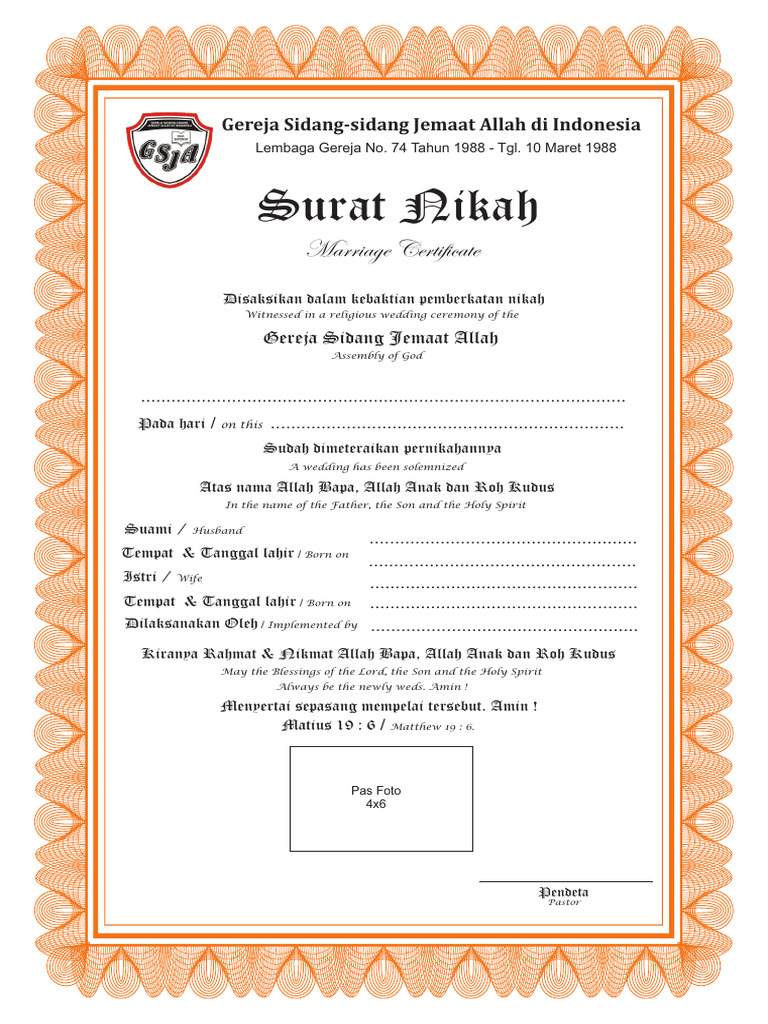 Contoh Surat Nikah | PDF