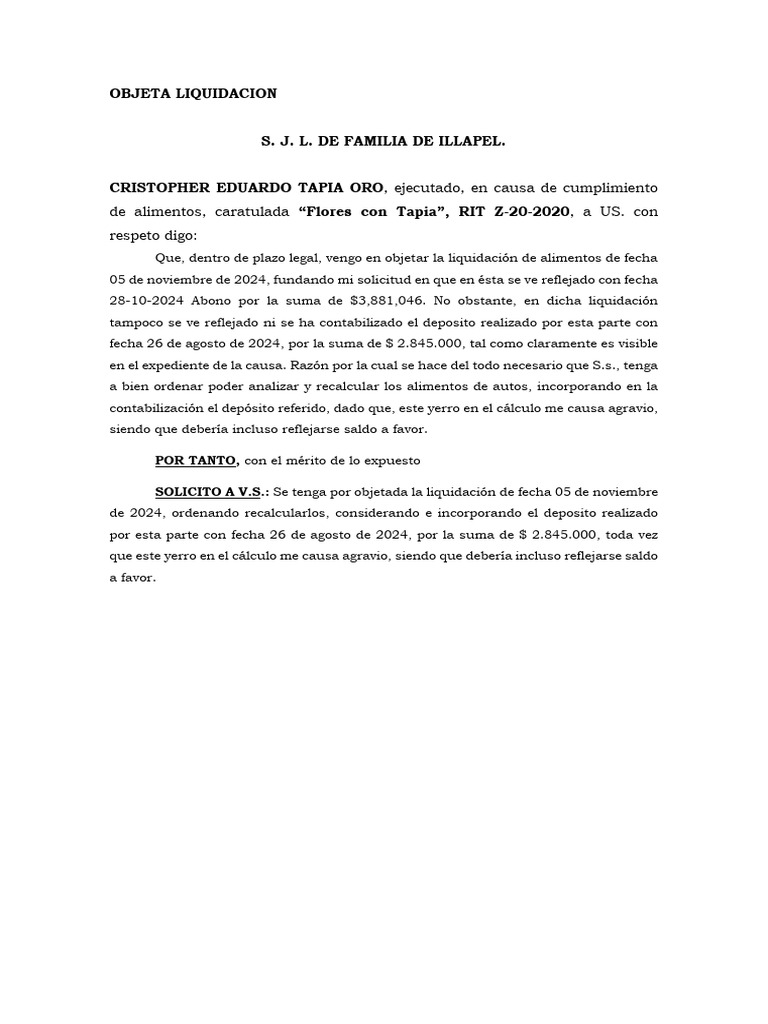 Objeta Liquidacion | PDF