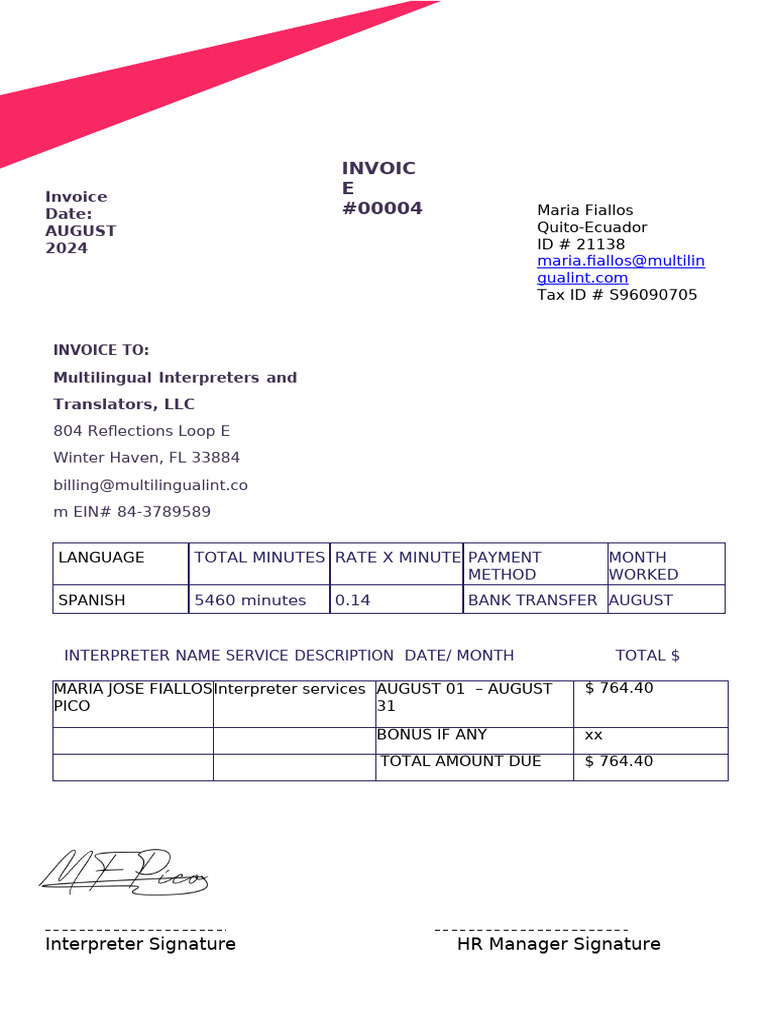 Multilingual Invoice Sample | PDF