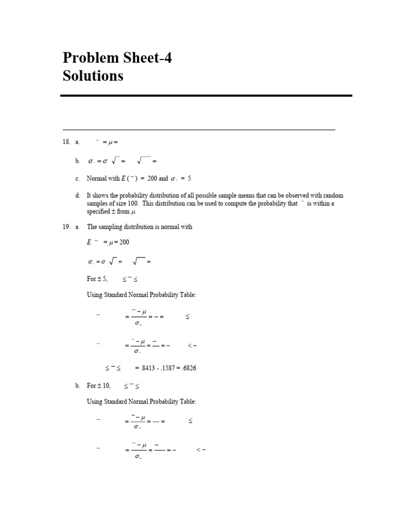 Problem Sheet 4 Solution | PDF | Standard Error | Probability Distribution Problem Sheet 4 Solution | PDF | Standard Error | Probability Distribution