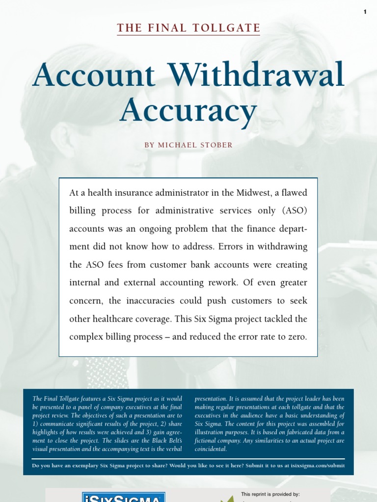 Account Withdrawal Accuracy: The Final Tollgate | PDF | Statistical ...