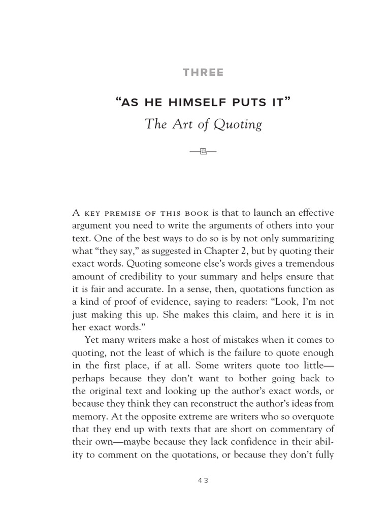 chapter 3, The Art of Quoting | PDF | Truth | Essays