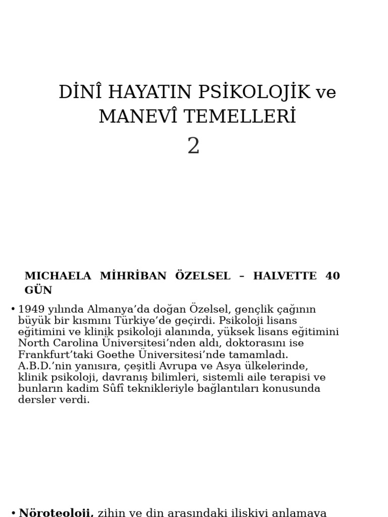 Dinî Hayatın Psikolojik Ve Manevî Temelleri 2 | PDF