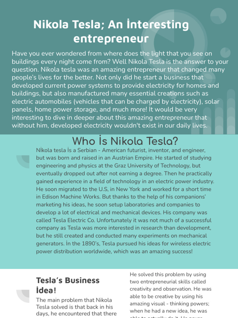 Entrepreneurship project | PDF | Nikola Tesla | Entrepreneurship