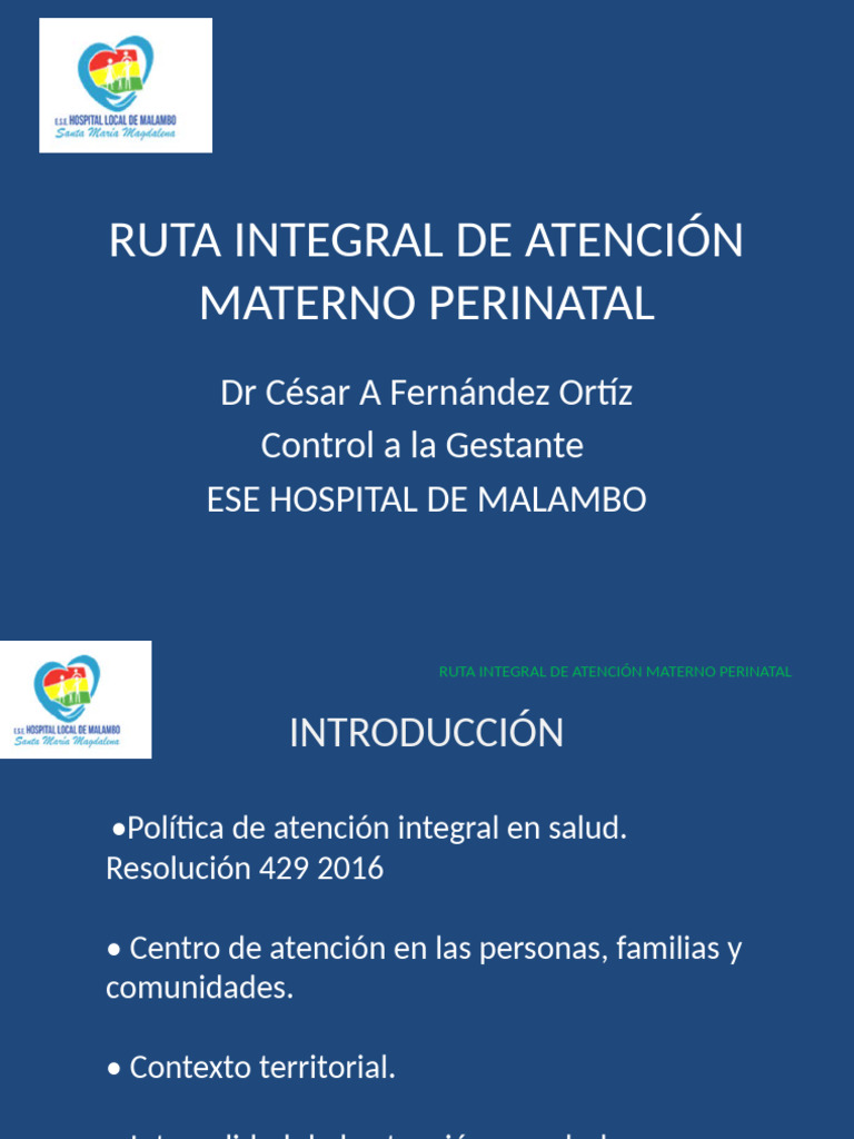 Ruta Integral de Atención Materno Perinatal Ese Malambo | PDF | El embarazo | Hospital