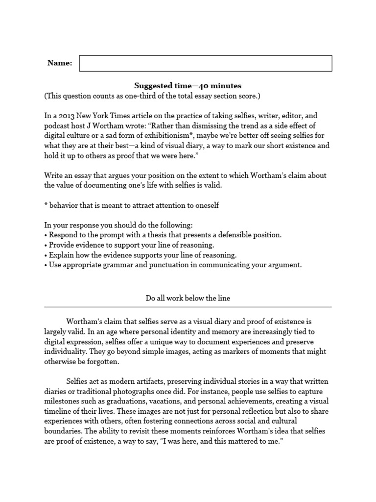 Ap Lang Argument Selfies Pdf Selfie Human Communication