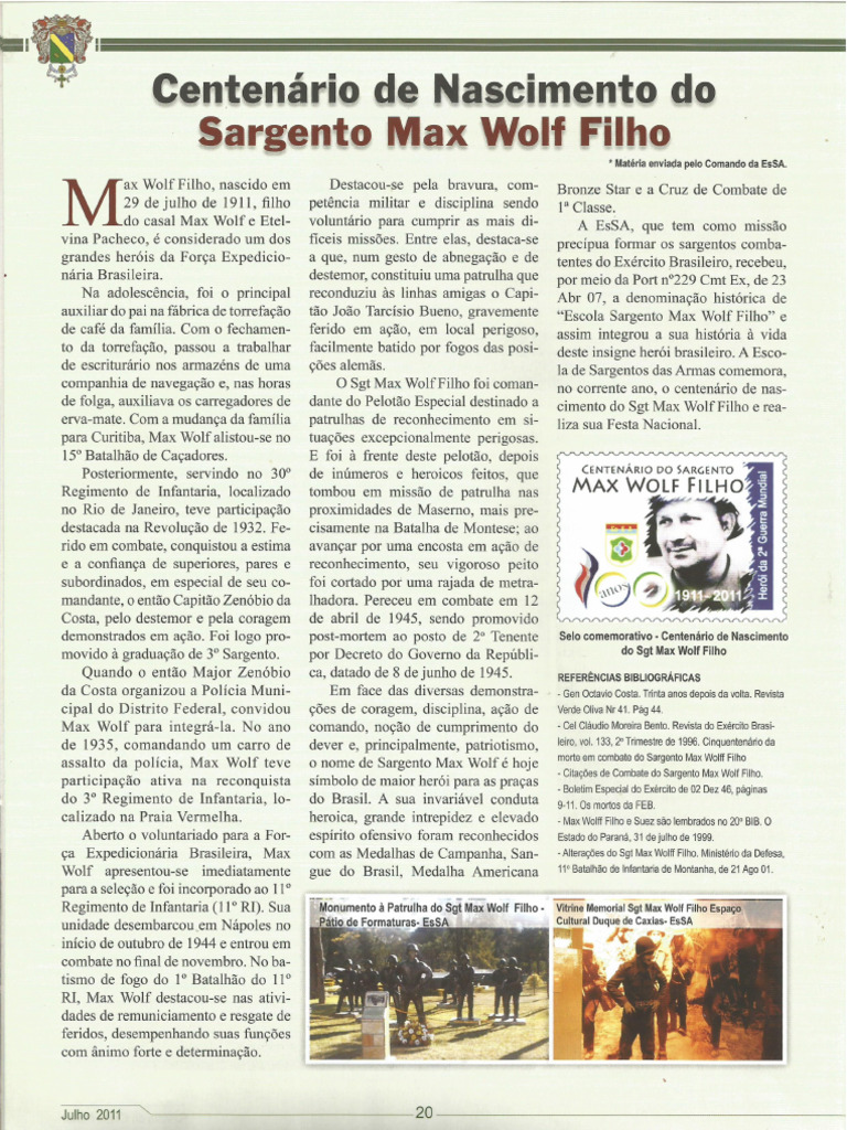 Centenário SGT Max Wolf Filho | PDF