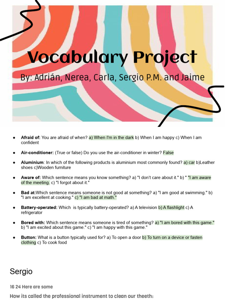 Copia de Vocabulary Project | PDF