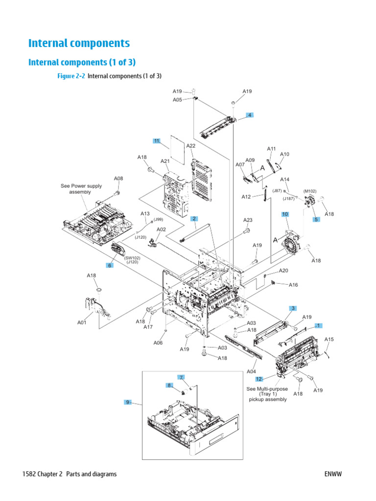 HP LaserJet M605 Internal Components | PDF
