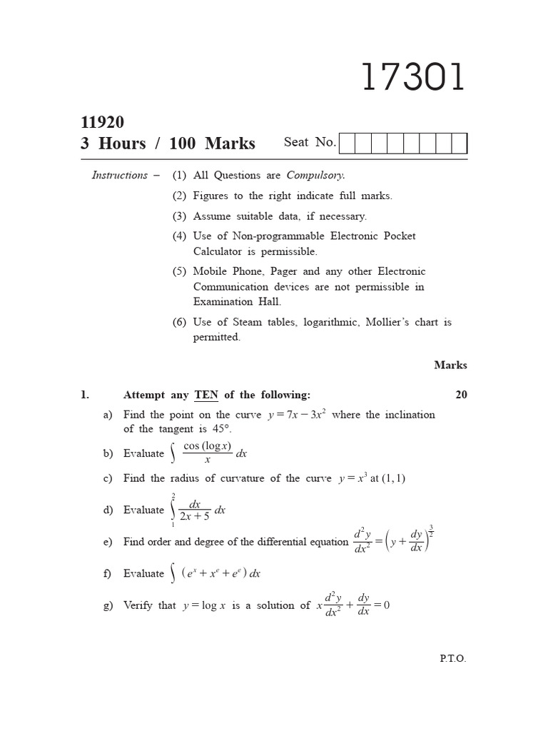 Exam Paper: Mathematics Problems and Solutions | PDF | Geometry ...