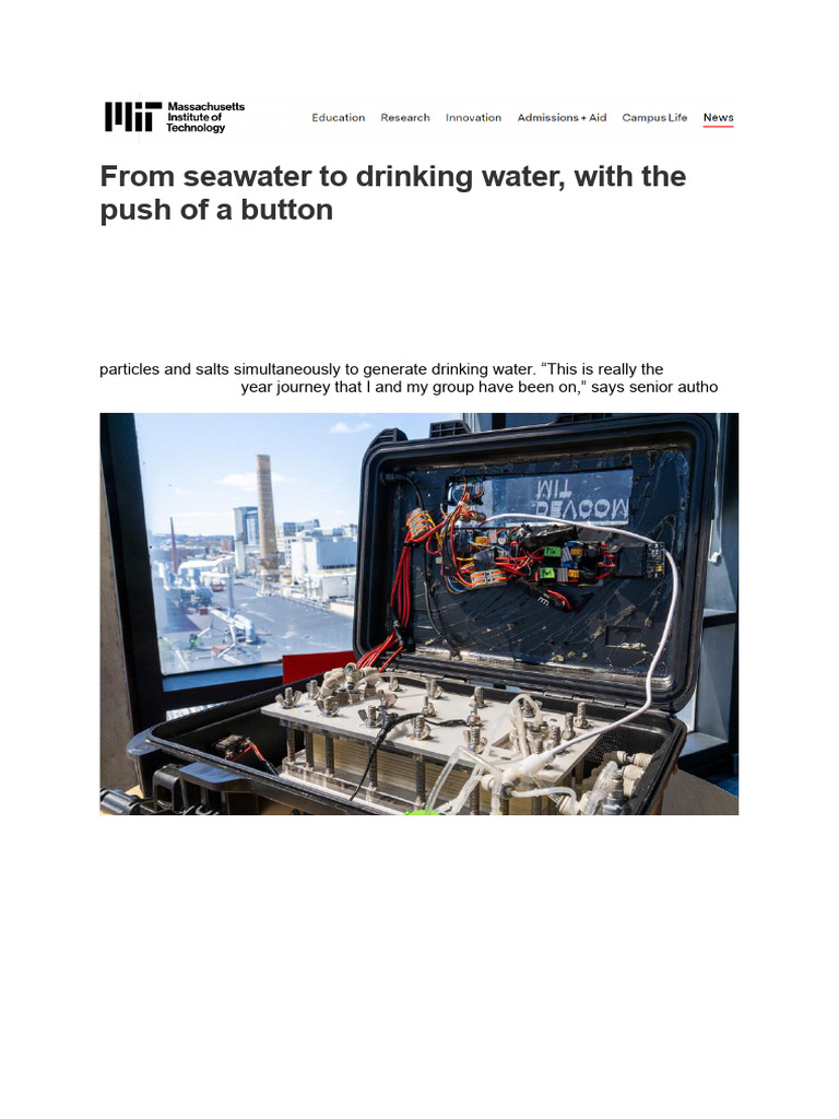 C From Sea Water To Drinking Water MIT | PDF | Water | Desalination