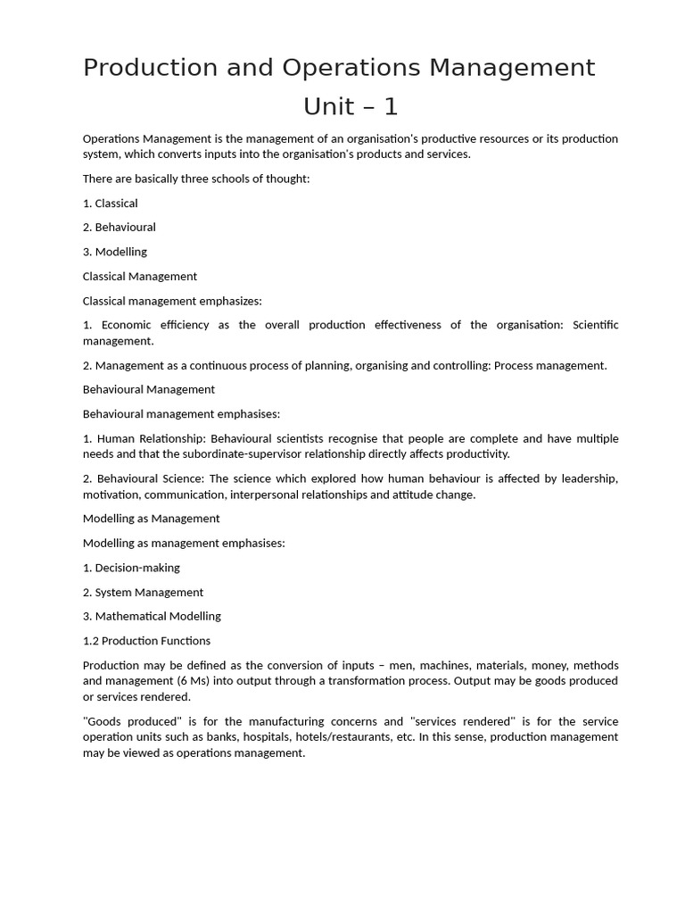 operation and production management | PDF | Strategic Management ...