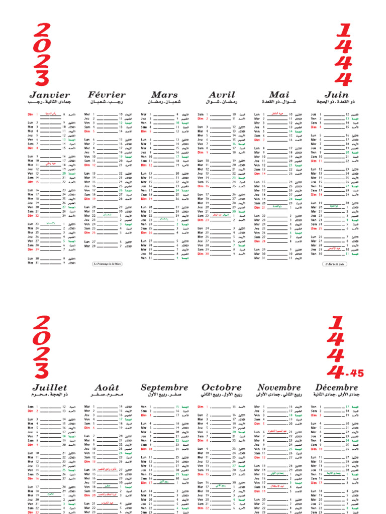 Calendrier 2023 | PDF