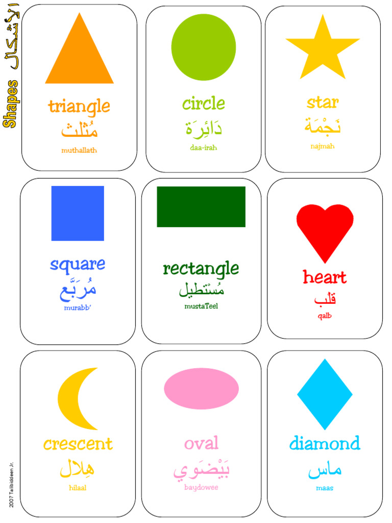 La Arabic Vocabulary Shapes Arabic English | PDF