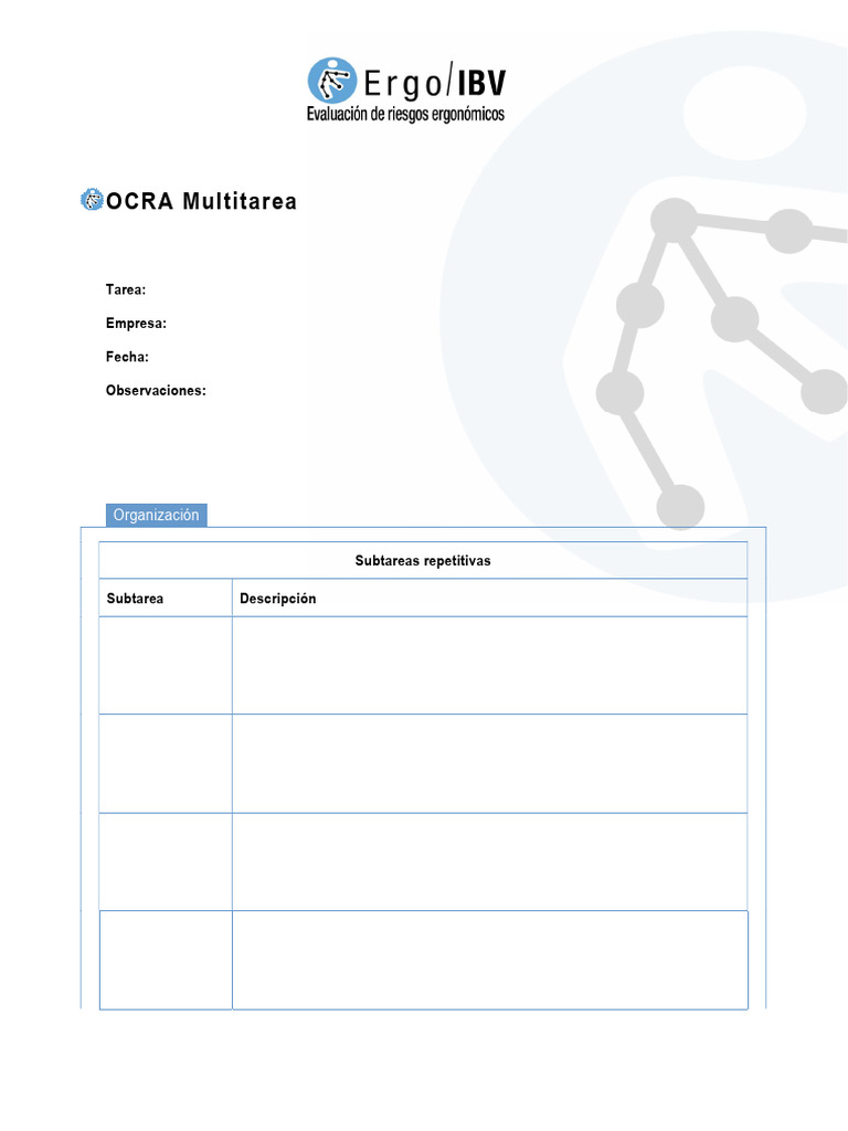 Ficha_OCRA_Multitarea | PDF | Articulaciones | Anatomía humana