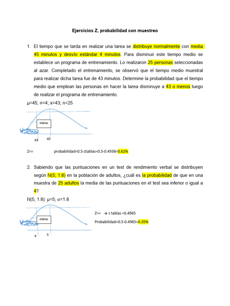 Ejercicios Z | PDF | Desviación Estándar | Media