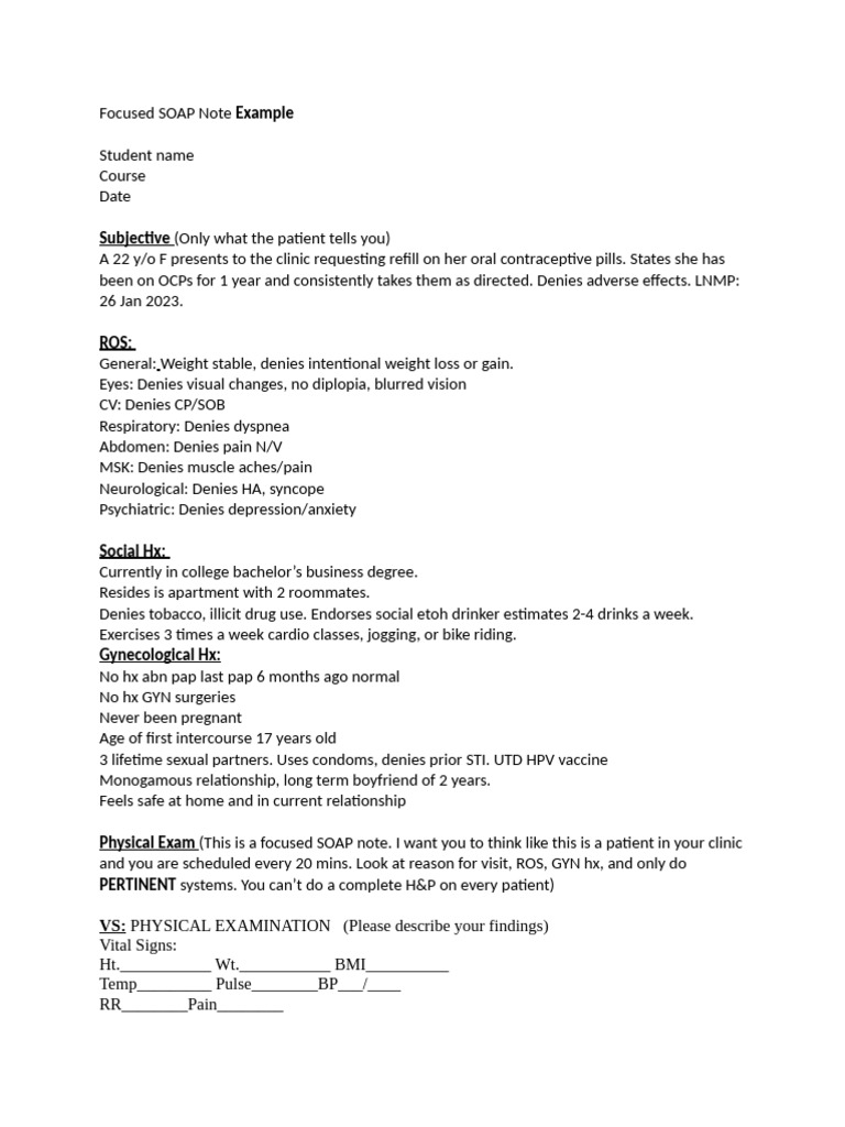 Focused SOAP Note Example-1 | PDF