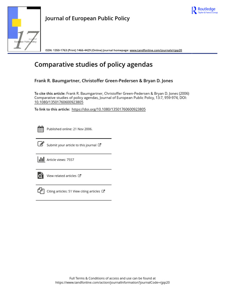 Estruturalismo Comparative Studies of Policy Agendas | PDF | Policy | Qualitative Research