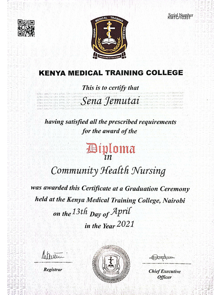 Sena KMTC Certificate | PDF