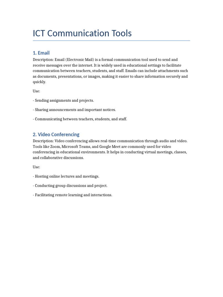 ICT Communication Tools Assignment | PDF