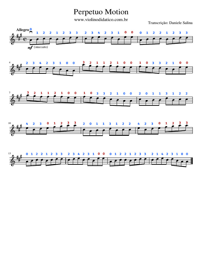 Perpetuo Motion Violin Transcription | PDF